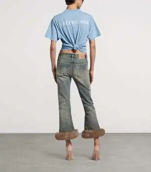 Balenciaga Cotton Logo-embroidered T-shirt - Blue