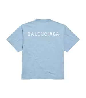 Balenciaga Cotton Logo-embroidered T-shirt - Blue