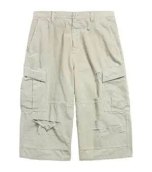 Balenciaga Distressed Cargo Shorts - Red