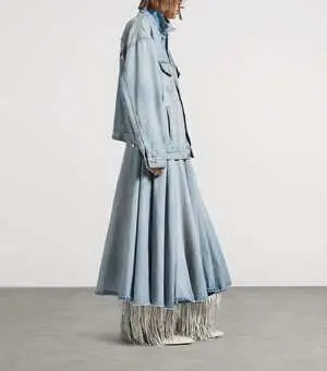 Balenciaga Distressed Denim Trucker Jacket - Blue