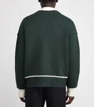 AMI Paris Wool-blend Logo Cardigan - Green