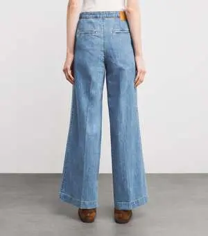 Claudie Pierlot Button-up Paneled Wide-leg Jeans