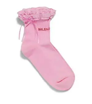 Balenciaga Cotton-blend Bow Socks - Pink