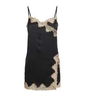 COCO DE MER Silk-blend Reina Nightdress - Black