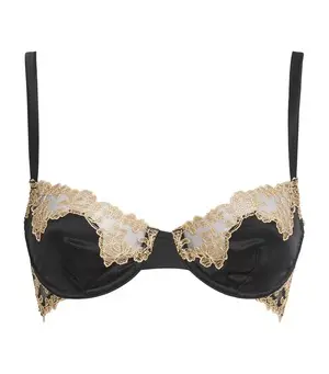 COCO DE MER Silk-blend Reina Half-cup Bra - Black