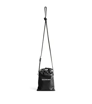 Balenciaga Leather Shopper Phone Holder - Black