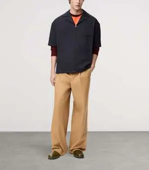 Loewe Wool Short-sleeve Zip-up Shirt