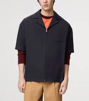 Loewe Wool Short-sleeve Zip-up Shirt