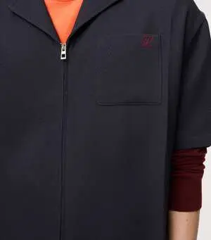 Loewe Wool Short-sleeve Zip-up Shirt