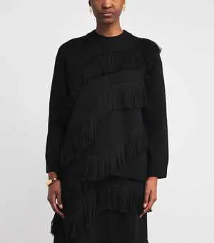 Ulla Johnson Wool Fringe-detail Ina Sweater - Black