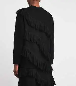 Ulla Johnson Wool Fringe-detail Ina Sweater - Black