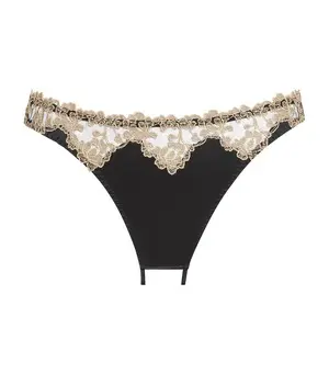 COCO DE MER Silk-blend Reina Open Thong - Black