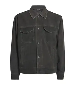 Rag & Bone Goat Suede Trucker Jacket - Black
