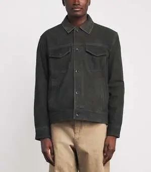 Rag & Bone Goat Suede Trucker Jacket - Black