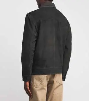 Rag & Bone Goat Suede Trucker Jacket - Black