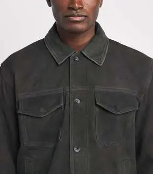 Rag & Bone Goat Suede Trucker Jacket - Black