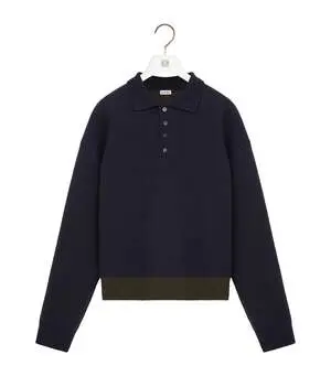 Loewe Wool-blend Polo Sweater - Navy