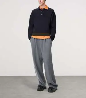Loewe Wool-blend Polo Sweater - Navy