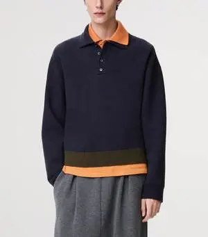 Loewe Wool-blend Polo Sweater - Navy