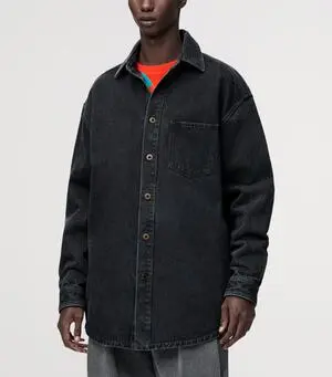 Loewe Anagram-patch Denim Overshirt - Black