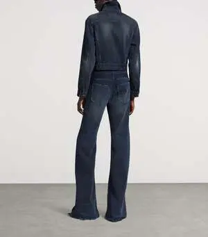 Balenciaga Distressed Curved Waist Jeans - Gold