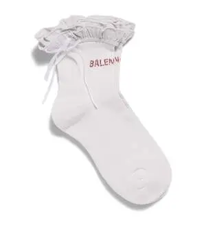 Balenciaga Ruffled Logo Socks - White