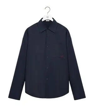 Loewe Cotton-blend Long-sleeve Anagram Shirt - Navy