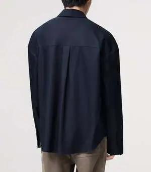 Loewe Cotton-blend Long-sleeve Anagram Shirt - Navy