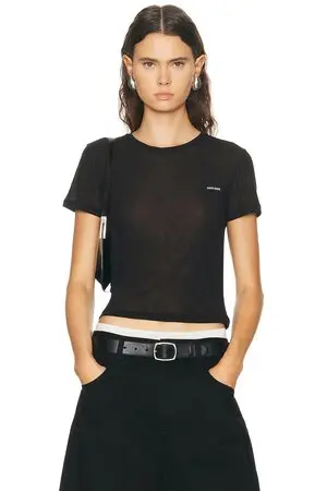Miu Miu Costina Cropped Top - Nero