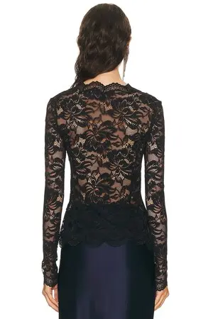 Rabanne Long Sleeve Lace Top - Black