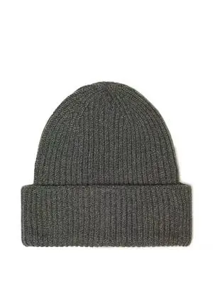 Fedeli Ribbed Cashmere Beanie Hat - Grey