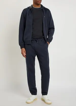 Brunello Cucinelli Hooded Cotton-blend Sweatshirt - Navy