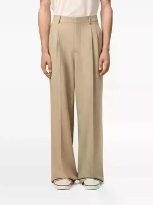 AMI Paris Pleated Wide-leg Wool Gabardine Trousers