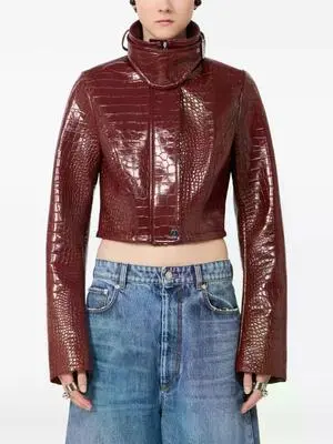 Sportmax Alligator-print Collar Jacket - Red