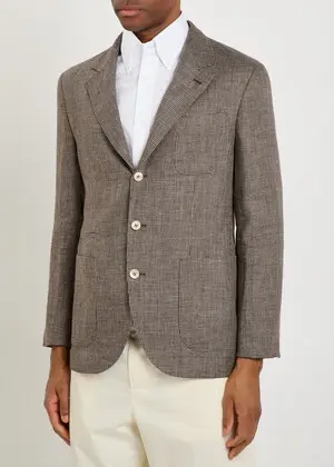 Brunello Cucinelli Houndstooth Linen Blazer