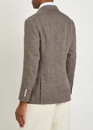 Brunello Cucinelli Houndstooth Linen Blazer