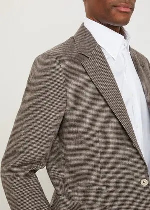 Brunello Cucinelli Houndstooth Linen Blazer
