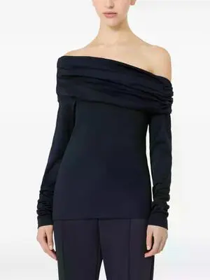 Max Mara Off-the-shoulder Virgin Wool Top - Black