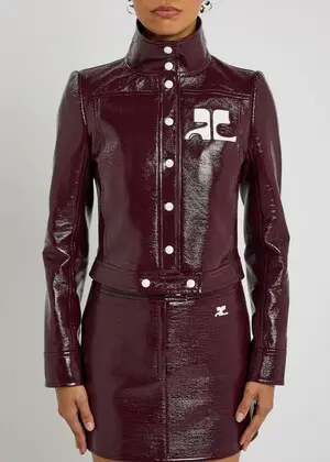 COURREGES Reedition Crinkled Vinyl Jacket - Burgundy
