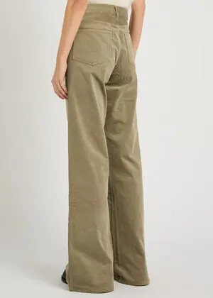 Paige Leenah Wide-leg Corduroy Trousers - Olive
