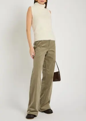 Paige Leenah Wide-leg Corduroy Trousers - Olive