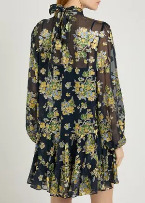 Rixo Anaya Floral Chiffon Mini Dress - Multicoloured
