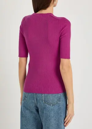 Chloé Logo-embroidered Ribbed Wool Top