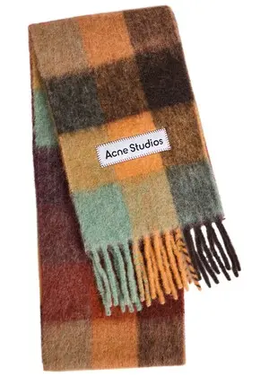 Acne Studios Vally Checked Wool-blend Scarf - Brown