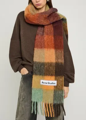 Acne Studios Vally Checked Wool-blend Scarf - Brown