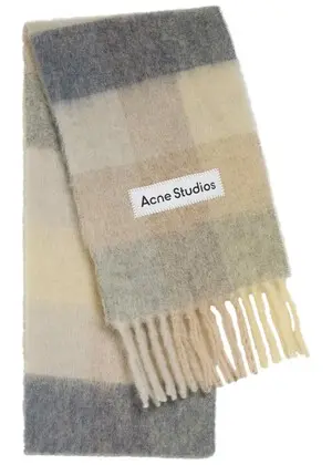 Acne Studios Vally Checked Wool-blend Scarf White