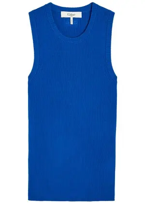 Chloé Ribbed Wool Tank Top - Blue