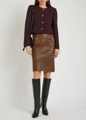 Chloé Embossed Lizard Effect Leather Midi Skirt