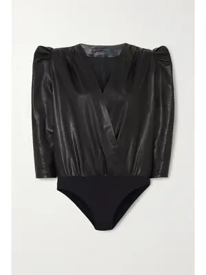 Zeynep Arçay Wrap-effect Leather Bodysuit
