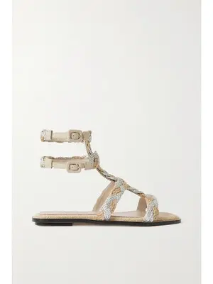 SERENA UZIYEL Ronda Metallic Braided Gladiator Sandals - Neutrals